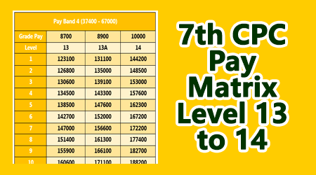 Pay Matrix Level 13, 13A and Level 14 - Elite category