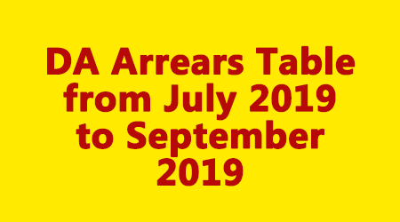 DA Arrears Table from July 2019 to September 2019