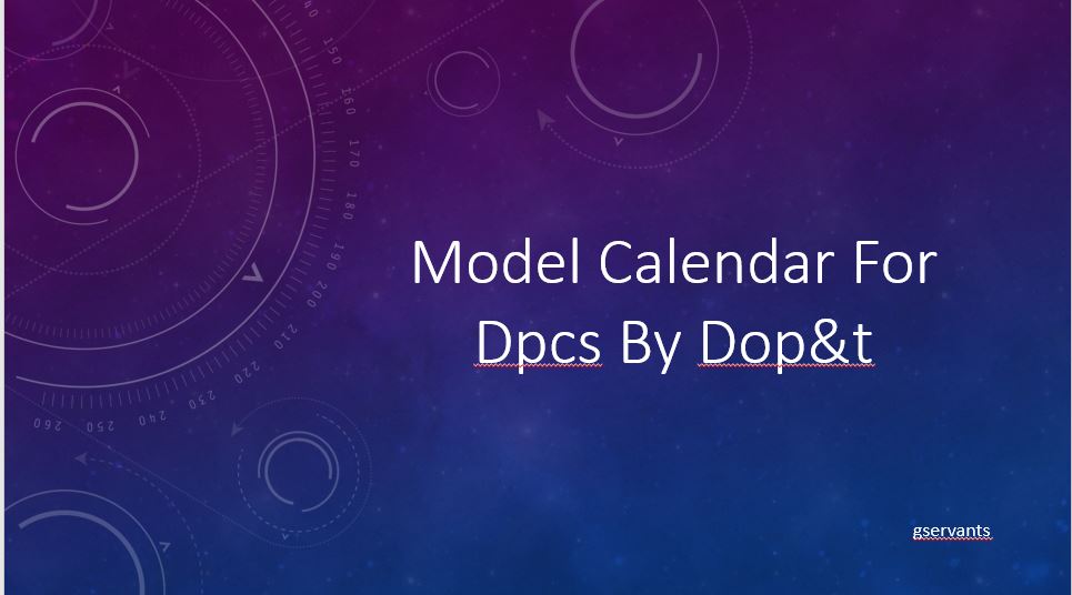 Model Calendar for DPCs by DoP&T